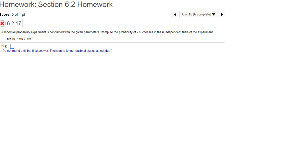 Solved Homework Section 6 2 Homework Score 0 Of 1 Pt X