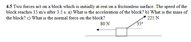Solved Two forces act on a block which is initially at rest | Chegg.com