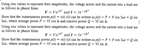 Solved Using rms values to represent their magnitudes, the | Chegg.com