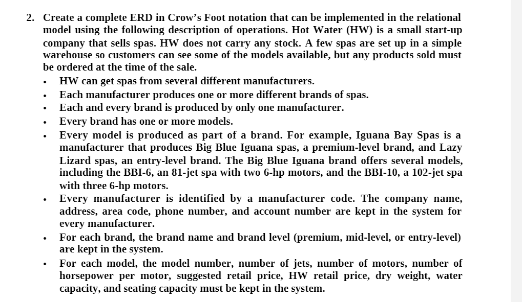 Solved Create a complete ERD in Crow's Foot notation that | Chegg.com