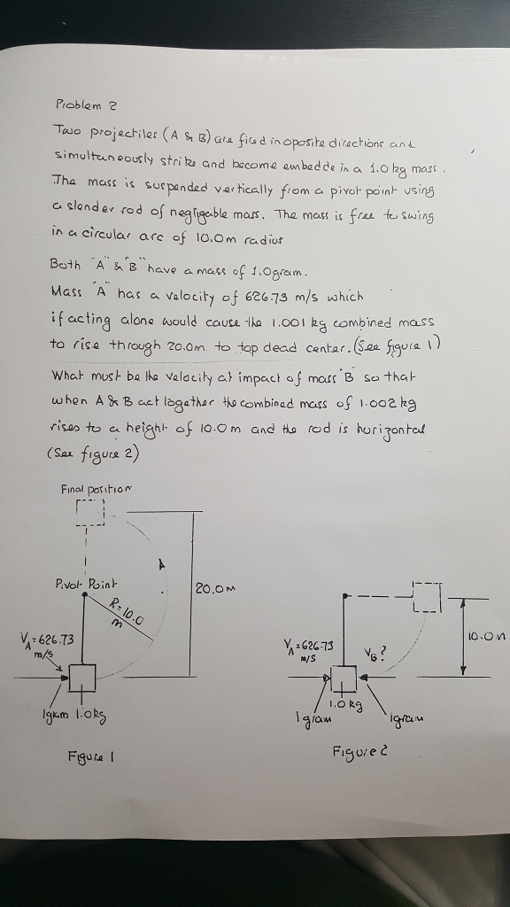 Solved Two projectiles (A & B) are fixed in opposite | Chegg.com
