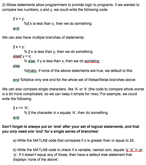 Solved 2 Iflelse Statements Allow Programmers To Provide 4793