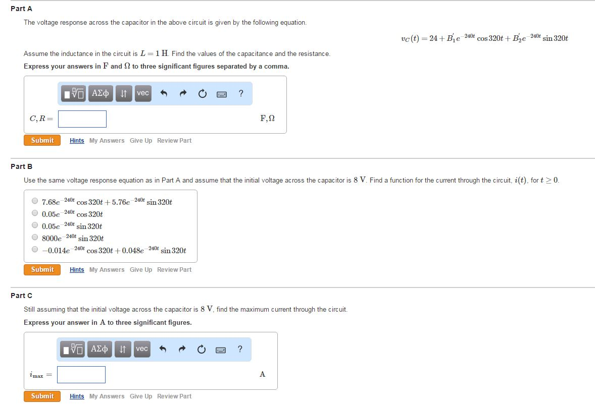 Solved The Step Response of an Underdamped Series RLC | Chegg.com Solved The Step Response of an Underdamped Series RLC | Chegg.com