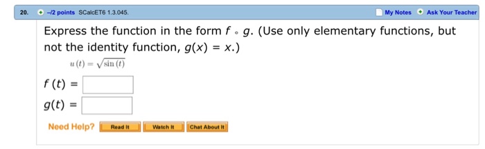 Solved Express the function in the form f. g. (Use only | Chegg.com