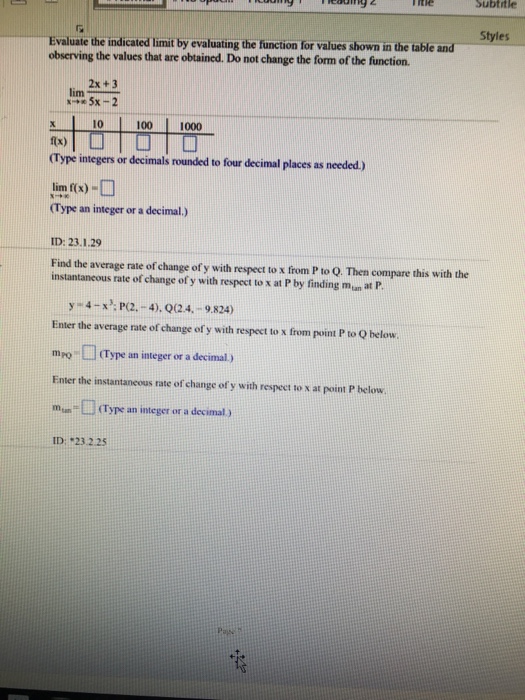 Solved Evaluate the indicated limit by evaluating the | Chegg.com