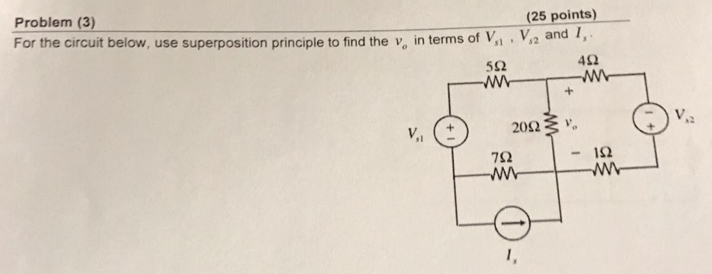 Solved For the circuit below, use superposition principle to | Chegg.com
