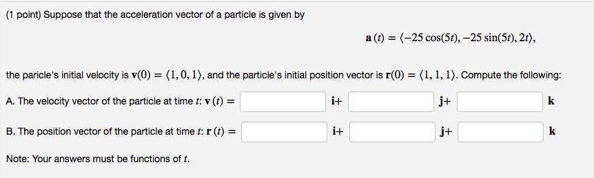 Solved Suppose that the acceleration vector of a particle is | Chegg.com