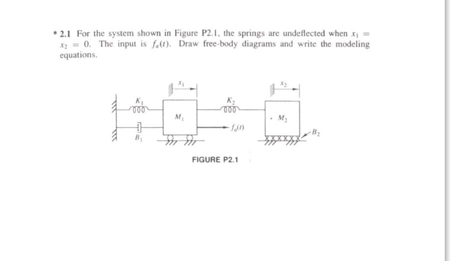 Solved For the system shown in Figure P2.1. the springs are | Chegg.com