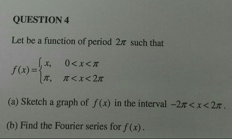 Solved Let be a function of period 2pi such that f(x) = {x, | Chegg.com