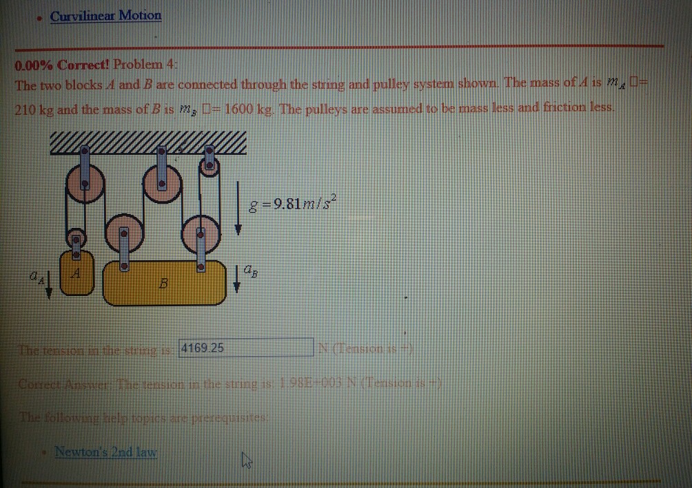 Solved Calculate tension in string | Chegg.com