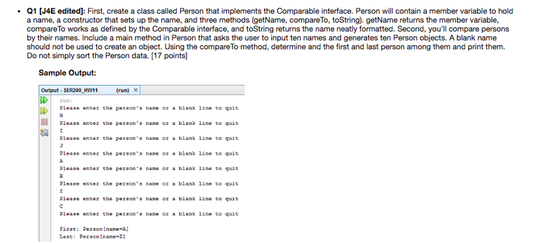 Solved First, create a class called Person that implements | Chegg.com