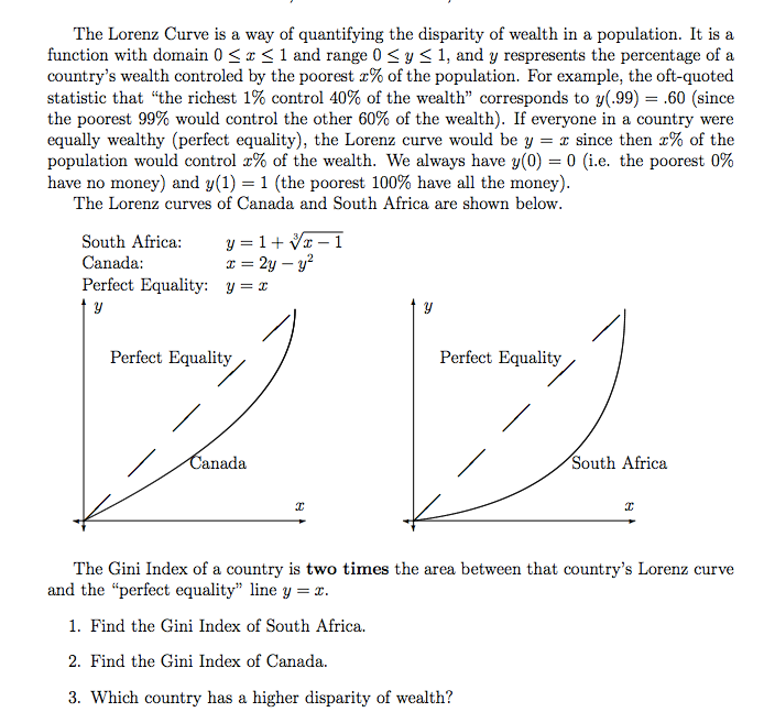 Solved The Lorenz Curve is a way of quantifying the | Chegg.com