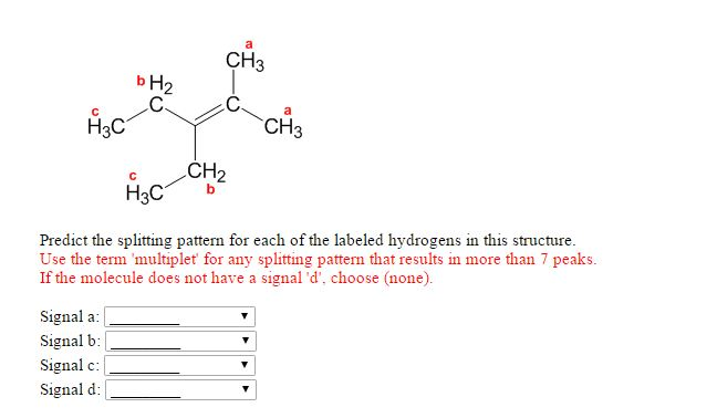 Solved Predict the splitting pattern for each of the labeled | Chegg.com