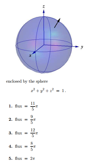 Solved enclosed by the sphere x^2+y^2+z^2=1. 1. flux=11/5 pi | Chegg.com