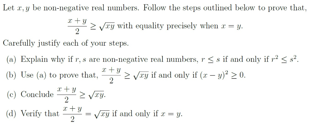 Solved Let x, y be non-negative real numbers. Follow the | Chegg.com
