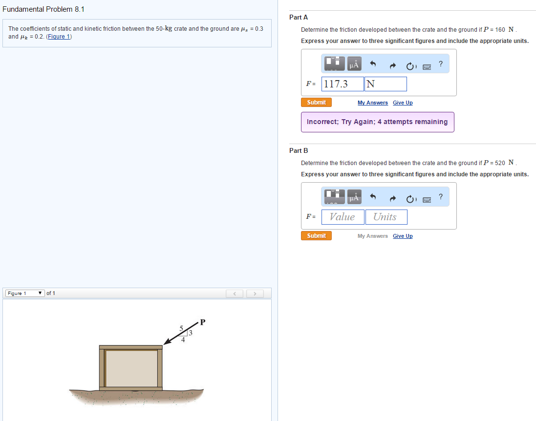 Solved The coefficients of static and kinetic friction | Chegg.com