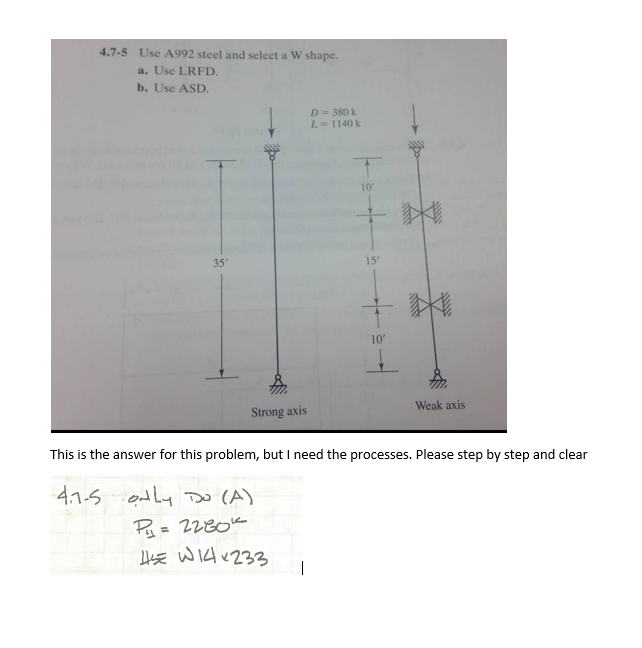 Solved 4.7-5 Use A992 steel and select a W shape a. Use LRFD | Chegg.com