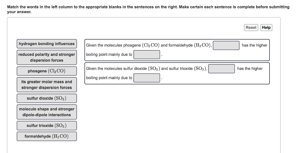 Solved Match the words in the left column to the appropriate | Chegg.com