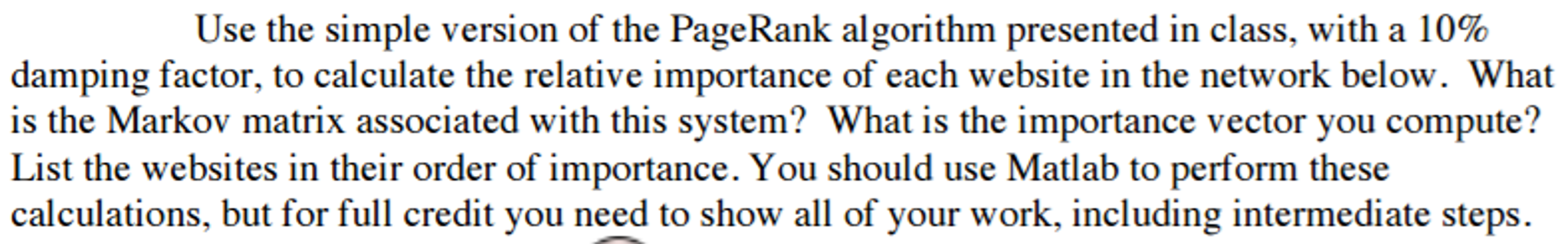 Solved Use the simple version of the PageRank algorithm | Chegg.com