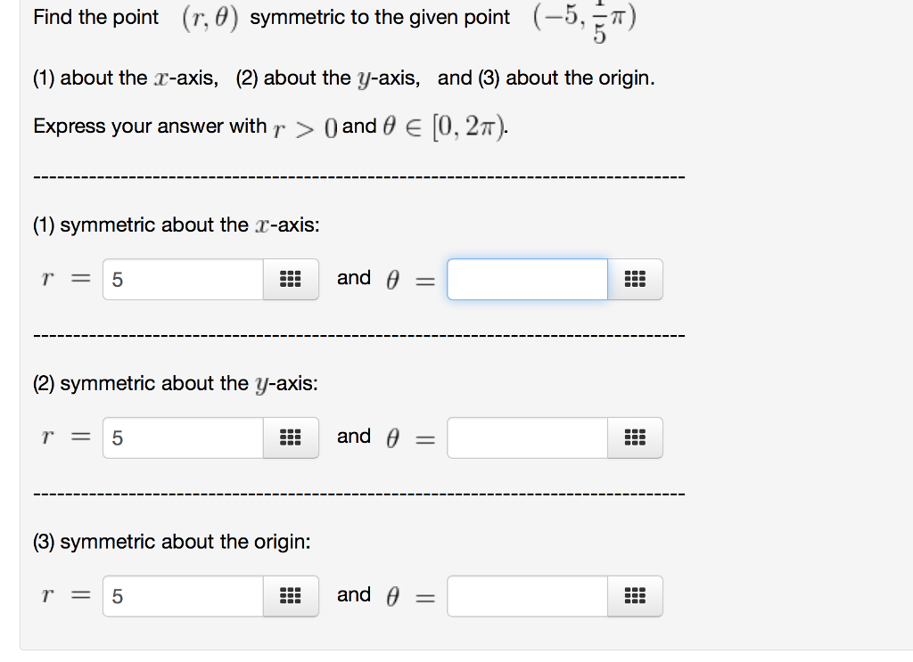 Solved Find the point (r, θ) symmetric to the given point | Chegg.com