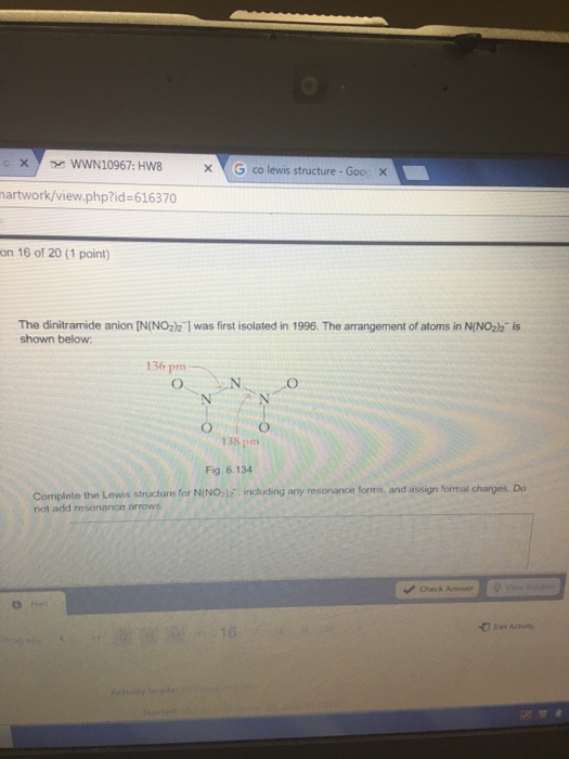 Solved The dinitramide anion [N(NO_2)_2^-] was first | Chegg.com