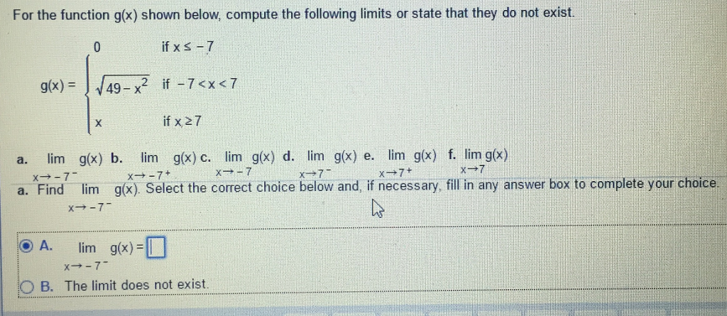 Solved For the function g(x) shown below, compute the | Chegg.com