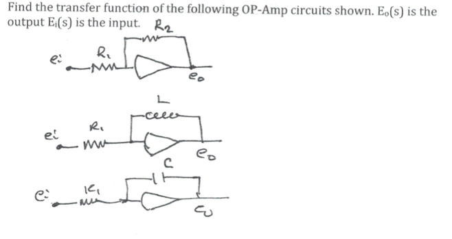 Solved Find the transfer function of the following OP-Amp | Chegg.com