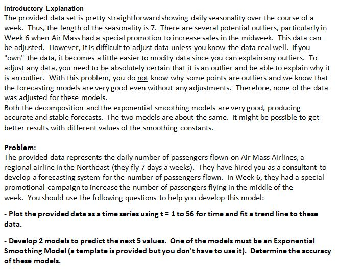 Solved The problem below is a forecasting model. I have | Chegg.com