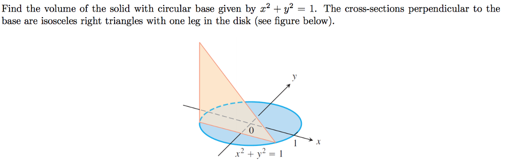 Solved Find the volume of the solid with circular base given | Chegg.com
