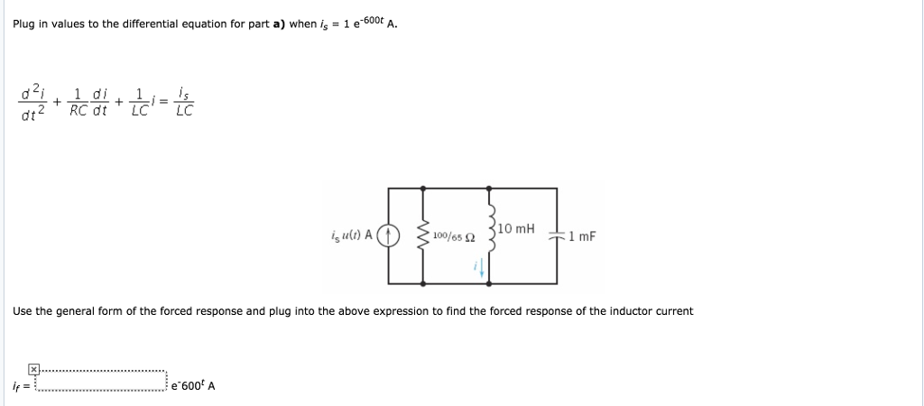 Solved Plug in values to the differential equation for part | Chegg.com