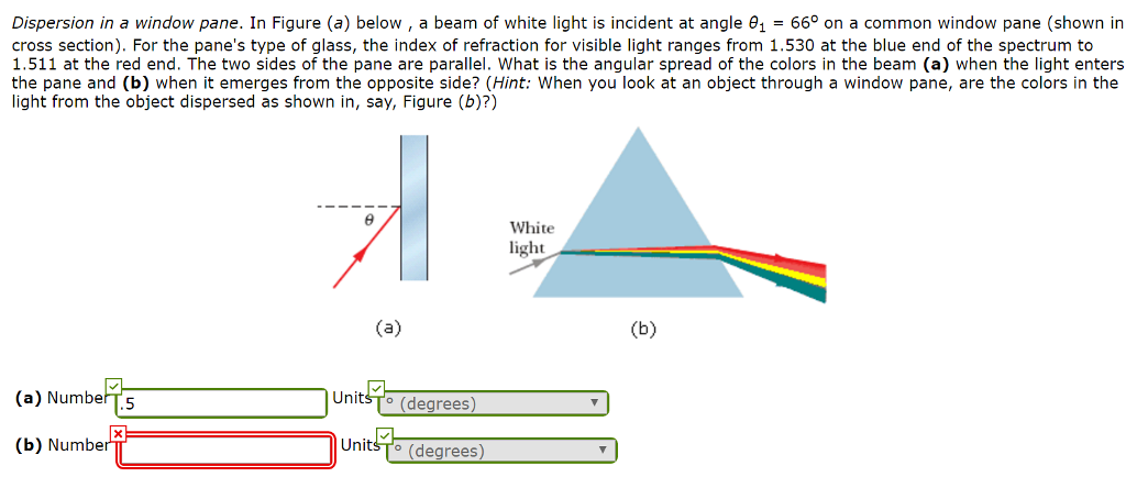 Solved Dispersion in a window pane. In Figure (a) below, a | Chegg.com