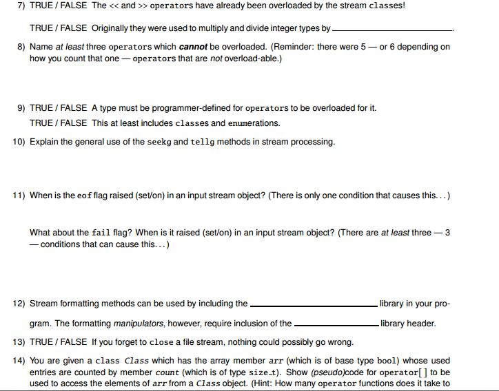 Solved C++ Questions Part 2 Explain why it's false for | Chegg.com