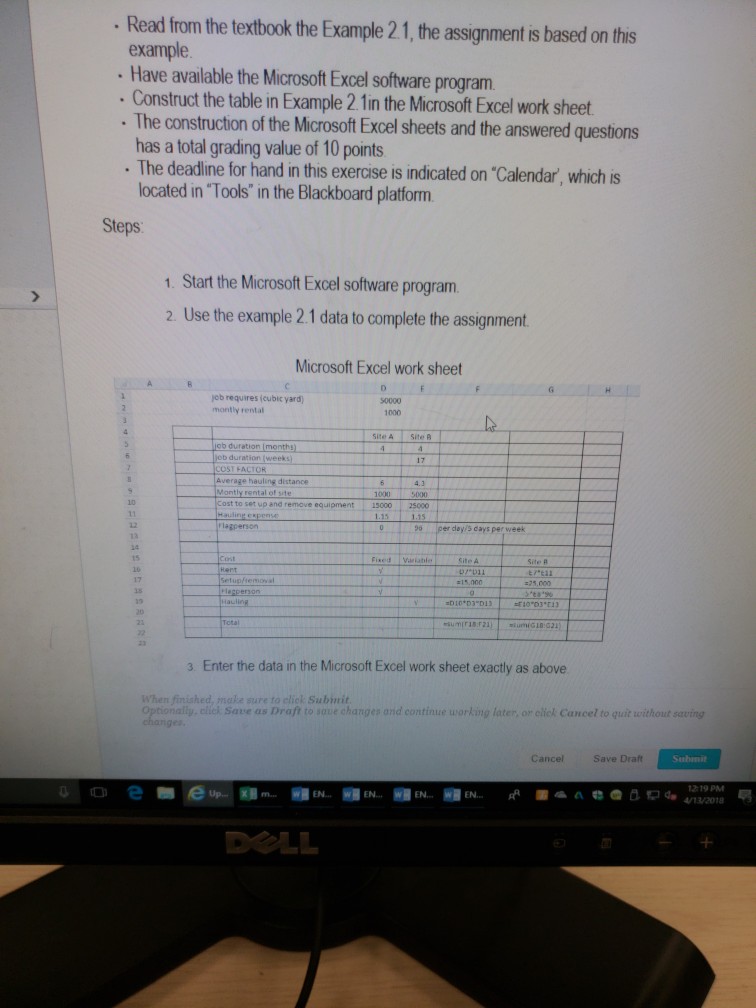 Solved .Read from the textbook the Example 2 1, the | Chegg.com