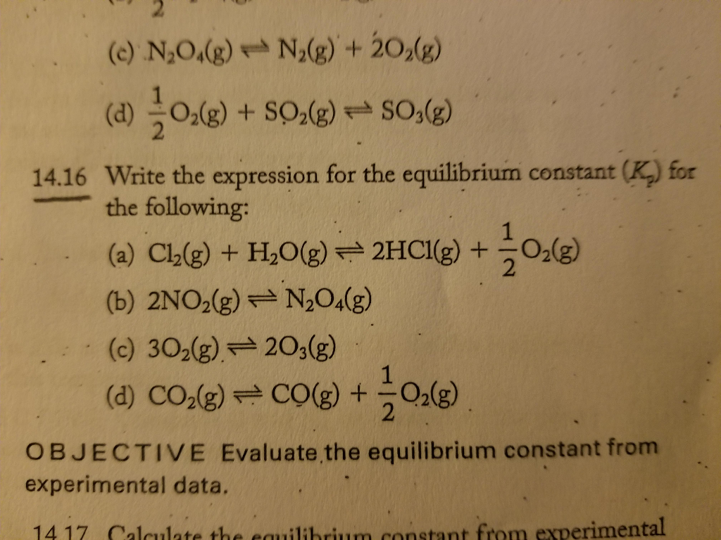 Solved (e) N,0g)N(g)+2042) (d)知2(g) + SO2(g)-SO3(g) 14.16 | Chegg.com
