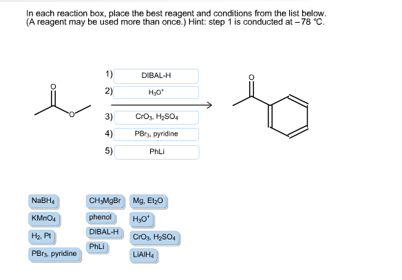 In Each Reaction Box Place The Best Reagent And Conditions From The ...