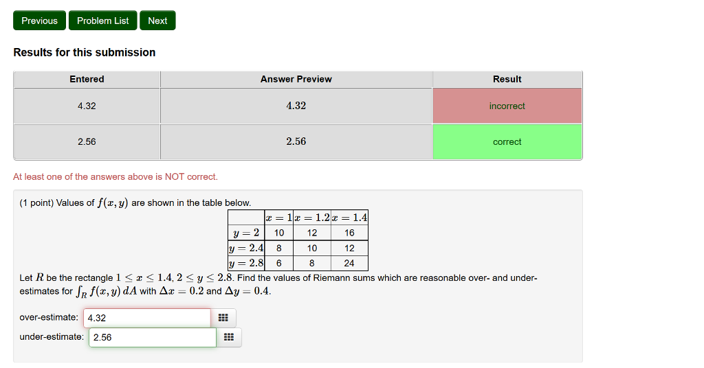 Solved Previous Problem List Next Results for this | Chegg.com