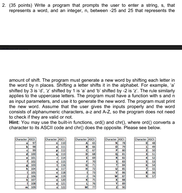 Solved 2. (35 points) Write a program that prompts the user | Chegg.com