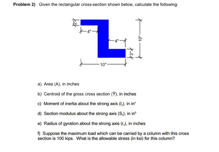 Solved Given the rectangular cross-section shown below, | Chegg.com