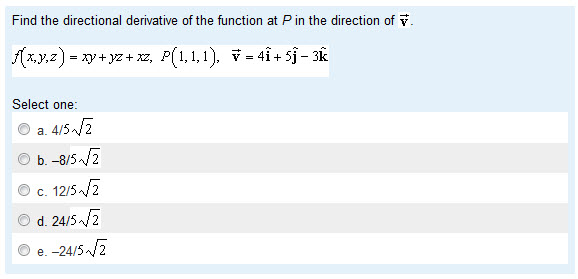 Solved Find The Directional Derivative Of The Function P In