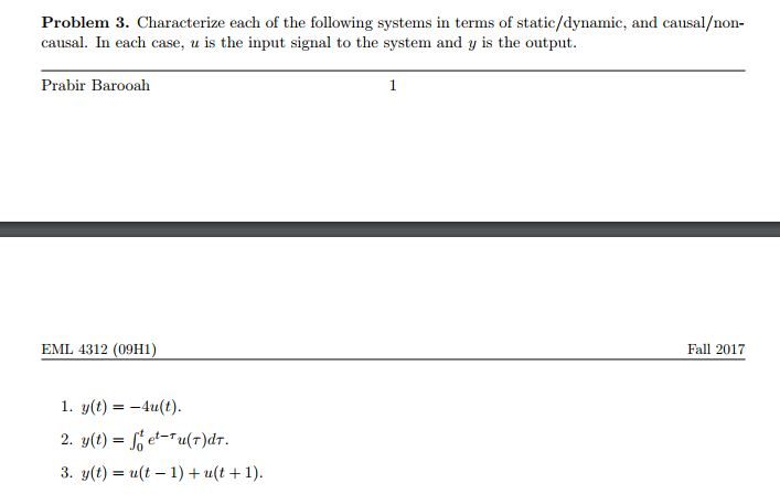 Solved Characterize Each Of The Following Systems In Terms 