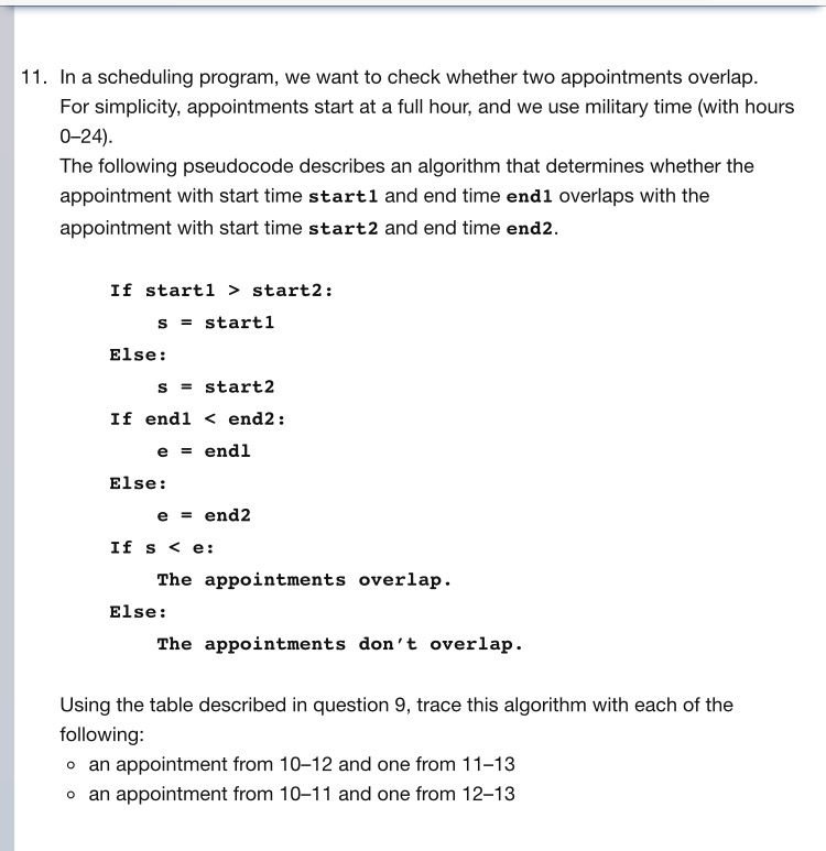 Solved In a scheduling program, we want to check whether two | Chegg.com