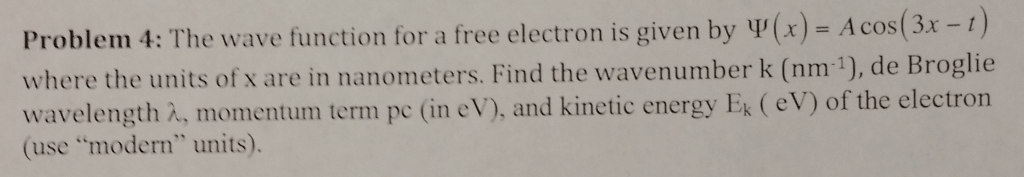 Solved -t) Problem 4: The wave function for a free electron | Chegg.com