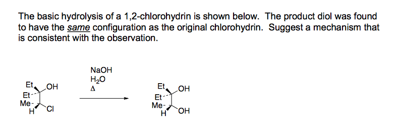 Solved The basic hydrolysis of a 1,2-chlorohydrin is shown | Chegg.com