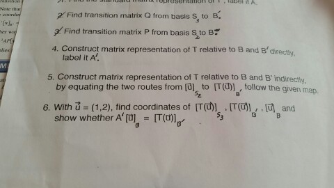 Solved 2 Find transition matrix Q from basis s, to B. Find | Chegg.com