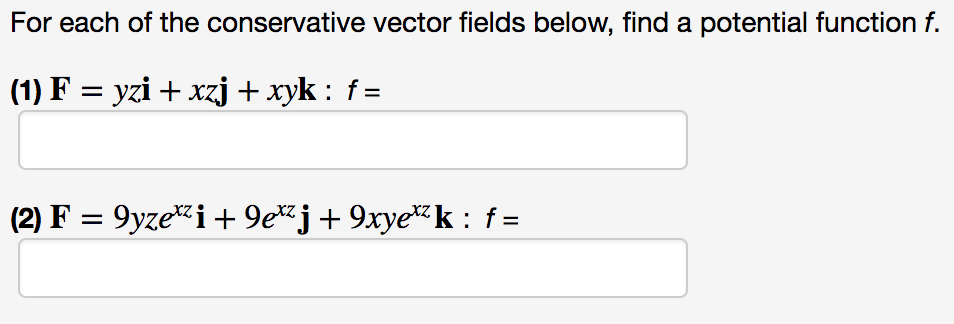 Solved For each of the conservative vector fields below, | Chegg.com