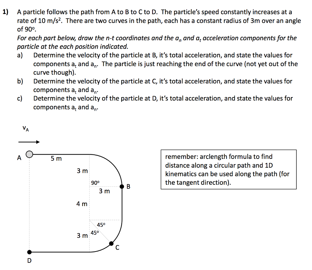 Solved A particle follows the path from A to B to C to D. | Chegg.com