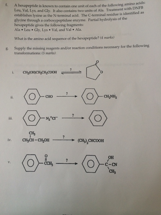 Solved A hexapeptide is known to contain one unit of each of | Chegg.com