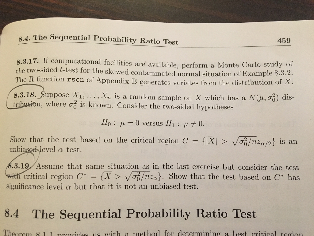 s. The Sequential Probability Ratio Test 8. 459 Carlo | Chegg.com