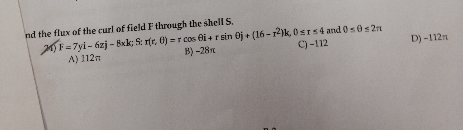 Solved Find the flux of the curl of field through the shell | Chegg.com