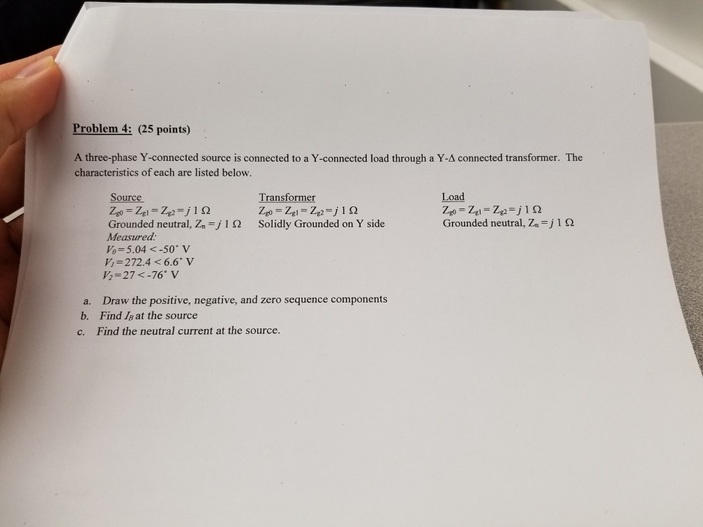 Solved Problem 4: (25 points) A three-phase Y-connected | Chegg.com